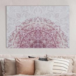 Bilderwelten Akustikbild Spirituell rosa modern Aquarell - Mandala Aquarell Ornament halbkreis rot - Ornamente Wohnzimmer Schlafzimmer