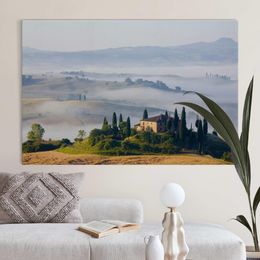 Bilderwelten Akustikbild Natur blau Motiv Schallschutzbild - Landgut in der Toskana - Landschaft Wohnzimmer Schlafzimmer