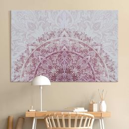 Akustikbild Mandala Aquarell Ornament halbkreis rot