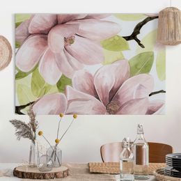 Bilderwelten Akustikbild Blumen rosa Landhaus Schallschutzbild - Magnolie err&ouml;tet II - Wandbild Wohnzimmer Schlafzimmer