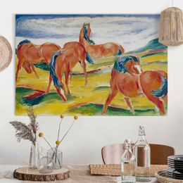 Bilderwelten Akustikbild originell bunt modern Schallschutzbild - Franz Marc - Weidende Pferde - Wandbild Wohnzimmer Schlafzimmer