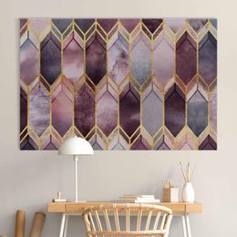 Bilderwelten Akustikbild originell rosa Abstrakt Aquarell - Glasmalerei geometrisch Ros&eacute; Gold - Geometrisch Wohnzimmer Schlafzimmer