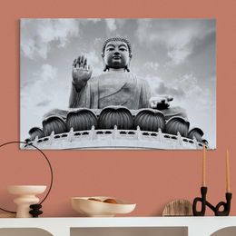 Akustikbild Gro&szlig;er Buddha Schwarz-Wei&szlig;