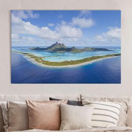 Bilderwelten Akustikbild Strand blau Motiv Schallschutzbild - Inselparadies - Landschaft Wohnzimmer Schlafzimmer
