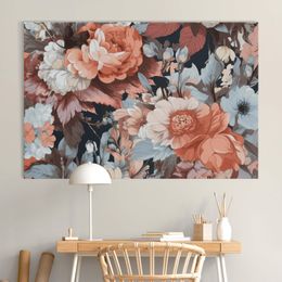 Bilderwelten Akustikbild Blumen bunt modern Schallschutzbild - Illustriertes Blumenmeer - Wandbild Wohnzimmer Schlafzimmer