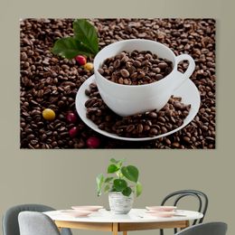 Akustikbild Kaffeetasse mit ger&ouml;steten Kaffeebohnen