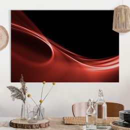 Bilderwelten Akustikbild originell rot Digital Art Schallschutzbild - Red Wave - Wandbild Wohnzimmer Schlafzimmer