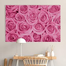 Bilderwelten Akustikbild Blumen pink Landhaus Schallschutzbild - Rosa Rosen - Rose Wohnzimmer Schlafzimmer