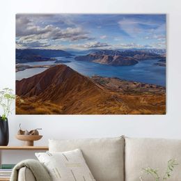 Bilderwelten Akustikbild Natur blau Motiv Schallschutzbild - Roys Peak in Neuseeland - Himmel Wohnzimmer Schlafzimmer