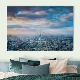 Bilderwelten Akustikbild Stadt blau Motiv Schallschutzbild - Winter in Paris - Architektur Wohnzimmer Schlafzimmer