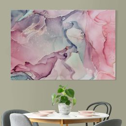 Akustikbild Aquarell Pastell Rosa mit Gold