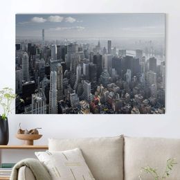 Bilderwelten Akustikbild Stadt grau Motiv Schallschutzbild - Upper Manhattan New York City - Architektur Wohnzimmer Schlafzimmer