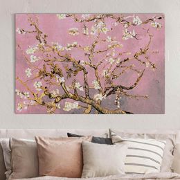 Bilderwelten Akustikbild originell rosa modern Schallschutzbild - Vincent van Gogh - Mandelbl&uuml;te in altrosa - Wandbild Wohnzimmer Schlafzimmer