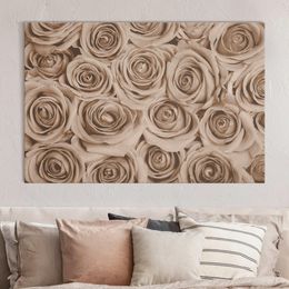 Bilderwelten Akustikbild beige Vintage Schallschutzbild - Vintage Rosen - Rose Wohnzimmer Schlafzimmer