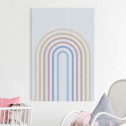 Bilderwelten Akustikbild pastell modern Aquarell - Pastell Regenbogen - Regenbogen Kinderzimmer Baby M&auml;dchen Jungen