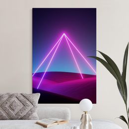 Bilderwelten Akustikbild pink Neon Art Schallschutzbild - Neonlichtpyramide - Wandbild Jugendzimmer