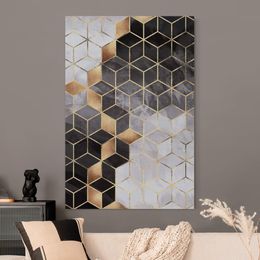 Akustikbild Schwarz Wei&szlig; goldene Geometrie