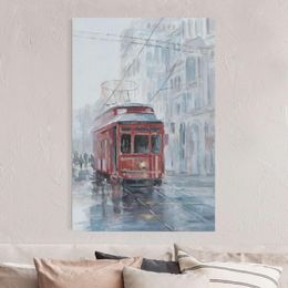 Bilderwelten Akustikbild originell rot modern Schallschutzbild - Stra&szlig;enbahn-Studie II - Fahrzeuge Wohnzimmer Schlafzimmer