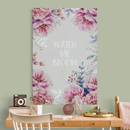 Akustikbild Spruch watch me bloom mit Rosen