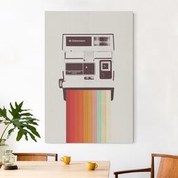 Bilderwelten Akustikbild originell bunt modern Schallschutzbild - Retro Kamera mit Regenbogen Film - Wandbild Wohnzimmer Schlafzimmer