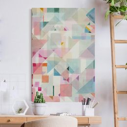 Bilderwelten Akustikbild originell bunt Abstrakt Schallschutzbild - Pastellfarbene Dreiecke - Wandbild Wohnzimmer Schlafzimmer