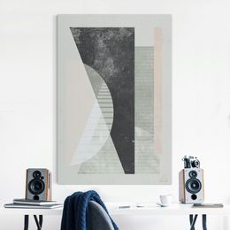 Bilderwelten Akustikbild originell pastell Abstrakt Schallschutzbild - Sanftes Bauhaus mit Struktur - Wandbild Wohnzimmer Schlafzimmer