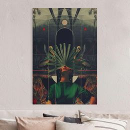Bilderwelten Akustikbild Blumen gr&uuml;n modern Schallschutzbild - Palmen Portr&auml;t - Wandbild Wohnzimmer Schlafzimmer