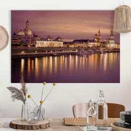 Bilderwelten Akustikbild Stadt bunt Motiv Schallschutzbild - Canalettoblick Dresden - Architektur Wohnzimmer Schlafzimmer