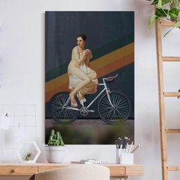 Bilderwelten Akustikbild originell blau Vintage Schallschutzbild - Radfahren - Fahrrad Wohnzimmer Schlafzimmer