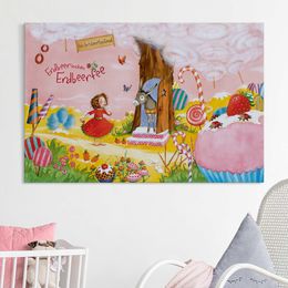 Bilderwelten Akustikbild Kulinarisch bunt Illustration Schallschutzbild - Erdbeerinchen Erdbeerfee - Schlaraffenland - Fee Kinderzimmer Baby M&auml;dchen Jungen