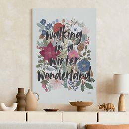Bilderwelten Akustikbild Blumen bunt modern Schallschutzbild - Winterwunder Land - Spr&uuml;che Wohnzimmer Schlafzimmer