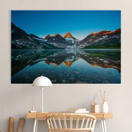 Bilderwelten Akustikbild Natur blau Motiv Schallschutzbild - Berglandschaft am Lake Magog in Kanada - Amerika Wohnzimmer Schlafzimmer