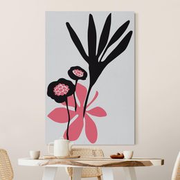 Bilderwelten Akustikbild Blumen rosa Illustration Schallschutzbild - Blumengru&szlig; in Rosa - Wandbild Wohnzimmer Schlafzimmer