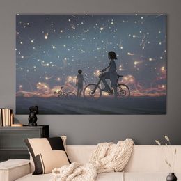 Akustikbild Anime Zeichnung Lichter auf dem Fahrrad