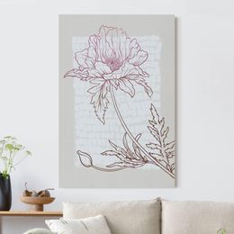 Bilderwelten Akustikbild Blumen rosa modern Schallschutzbild - Blumenlinie mit Farbverlauf II - Wandbild Wohnzimmer Schlafzimmer