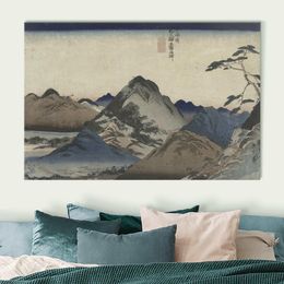 Bilderwelten Akustikbild Natur blau Orientalisch Aquarell - Asiatische Zeichnung - Berg - Berg Wohnzimmer Schlafzimmer