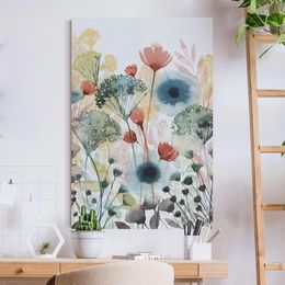 Bilderwelten Akustikbild Wildblumen im Sommer Illustration - Schallschutzbild XXL - B&uuml;ro Arbeitzimmer Schlafzimmer Wohnzimmer