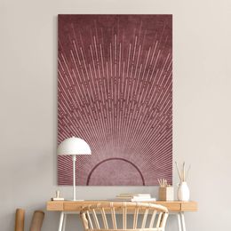 Bilderwelten Akustikbild Spirituell braun Vintage Schallschutzbild - Boho Japan Sonne - Retro Wohnzimmer Schlafzimmer