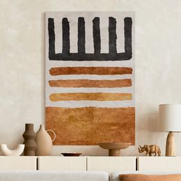 Bilderwelten Akustikbild originell braun modern Schallschutzbild - Boho Geometrik II - Wandbild Wohnzimmer Schlafzimmer