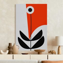 Bilderwelten Akustikbild originell rot modern Schallschutzbild - Abstrakte Formen - Blume Rot - Wandbild Wohnzimmer Schlafzimmer