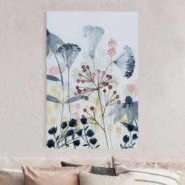 Bilderwelten Akustikbild Blumen weiss Landhaus Aquarell - Wildblumen Aquarell I - Wandbild K&uuml;che
