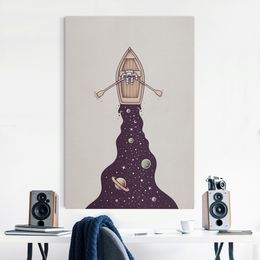 Bilderwelten Akustikbild Himmel beige Illustration Schallschutzbild - Kosmische Bootsfahrt - Boot Schiff & U-Boot Jugendzimmer