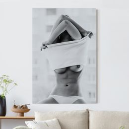 Bilderwelten Akustikbild Portrait schwarz weiss modern Schallschutzbild - Ausgezogen - Erotik Wohnzimmer Schlafzimmer