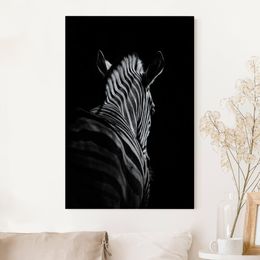 Bilderwelten Akustikbild Tiere schwarz weiss Motiv Schallschutzbild - Dunkle Zebra Silhouette - Zebra Wohnzimmer Schlafzimmer