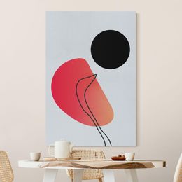 Bilderwelten Akustikbild originell rosa Illustration Schallschutzbild - Abstrakte Formen - Schwarze Sonne - Wandbild Wohnzimmer Schlafzimmer