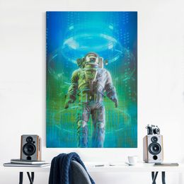 Bilderwelten Akustikbild Portrait blau Illustration Schallschutzbild - Astronaut in R&ouml;hre - Himmel Jugendzimmer