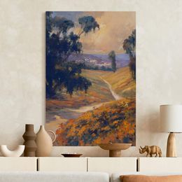 Bilderwelten Akustikbild Natur orange Landhaus Schallschutzbild - Landschaft am Nachmittag II - Landschaft Wohnzimmer Schlafzimmer