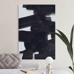 Bilderwelten Akustikbild originell schwarz Abstrakt Schallschutzbild - Kr&auml;ftige schwarze Pinselstriche - Wandbild Wohnzimmer Schlafzimmer
