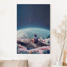 Bilderwelten Akustikbild originell bunt Fotomontage Schallschutzbild - Ausblick auf die Erde genie&szlig;en - Wandbild Wohnzimmer Schlafzimmer