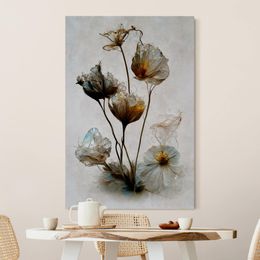 Bilderwelten Akustikbild Blumen beige modern Schallschutzbild - Getrocknete Bl&uuml;ten - Wandbild Wohnzimmer Schlafzimmer